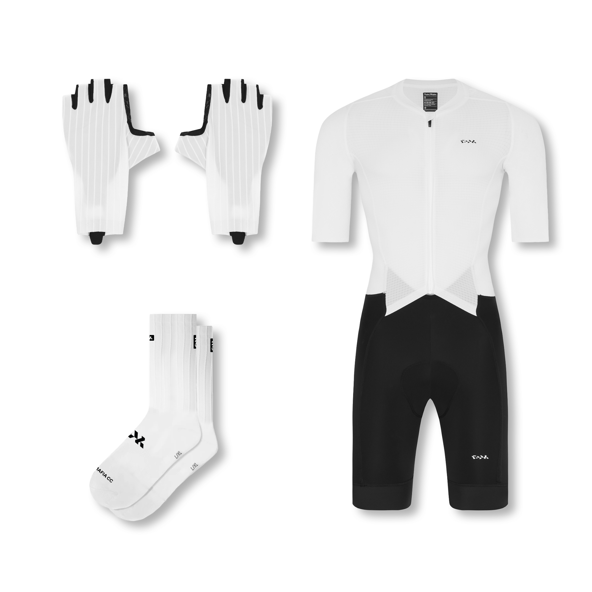 Men's Pro Race Suit Cycling Kit Bundle - White | Pedal Mafia